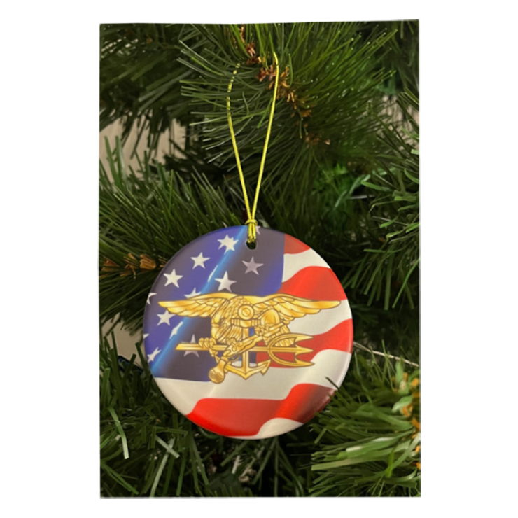 Trident American Flag Ceramic Circle Ornament – UDT-SEAL Store